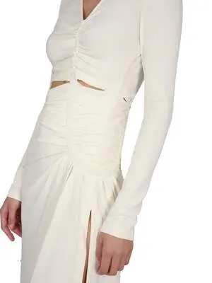 Off-White Dress With Ruffles - White