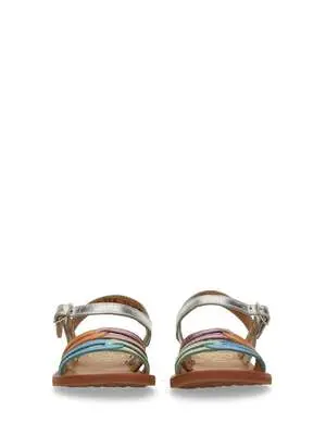 POM D'API Rainbow Leather Strappy Sandals - Multicolour