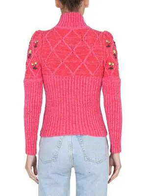 CORMIO Floral Embroidered Jersey - Red