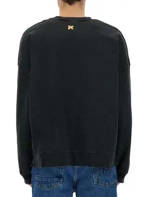 Palm Angels Burning Monogram Print Sweatshirt - Black