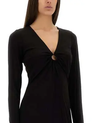 Michael Kors Slim Fit Jersey Dress With Drop Opening - Black
