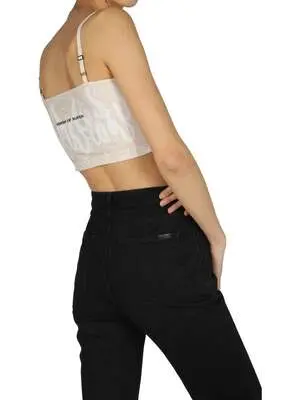 VISION OF SUPER Paisley Pattern Crop Top - Beige