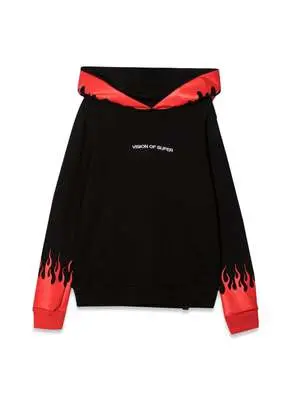 VISION OF SUPER Hooded Cotton Sweatshirt - Black