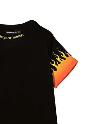 VISION OF SUPER T-shirt With Flames - Black