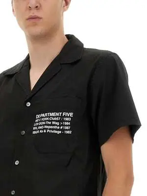 DEPARTMENT 5 Hawaiian Shirt With Logo Print - Black