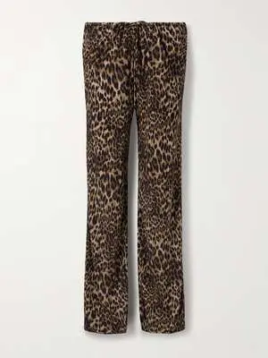 NILI LOTAN Adriel Leopard-Print Wide-Leg Pants Leopard Print