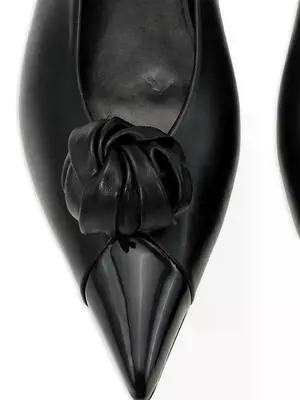 ROTATE BY BIRGER CHRISTENSEN Knot-appliqué Leather Ballet Flats