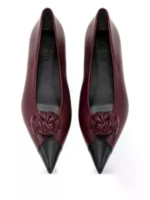 ROTATE BY BIRGER CHRISTENSEN Knot-appliqué Leather Ballet Flats