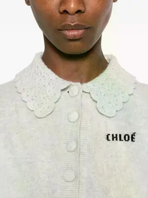 Chloé Logo-knit Cardigan - Grey