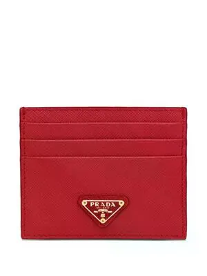 Prada Triangle-logo Saffiano Leather Card Holder - Red