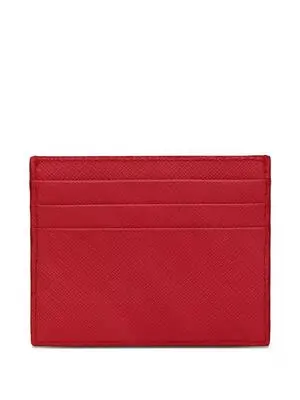 Prada Triangle-logo Saffiano Leather Card Holder - Red