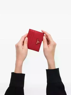 Prada Triangle-logo Saffiano Leather Card Holder - Red