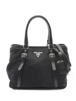 Prada 2000s Leather Trim Tote Bag