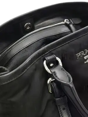 Prada 2000s Leather Trim Tote Bag
