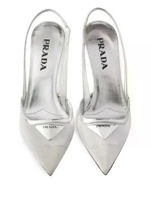 Prada 75mm Triangle-logo Slingback Pumps