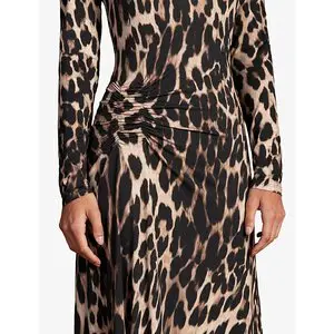 RO&ZO Leopard-print Stretch-jersey Midi Dress