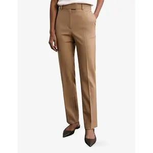 REISS Straight-leg Stretch Wool-blend Trousers - Camel