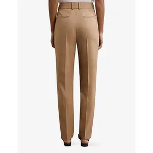 REISS Straight-leg Stretch Wool-blend Trousers - Camel