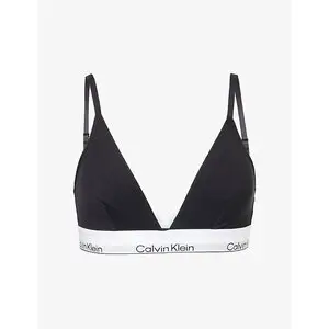 Calvin Klein Icon Unlined Cotton-modal Jersey Triangle Bralette - Black