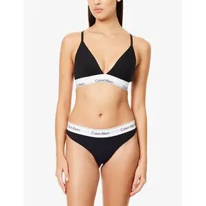 Calvin Klein Icon Unlined Cotton-modal Jersey Triangle Bralette - Black