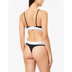 Calvin Klein Icon Unlined Cotton-modal Jersey Triangle Bralette - Black