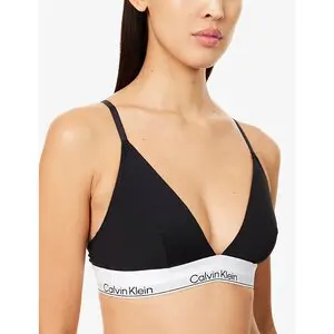 Calvin Klein Icon Unlined Cotton-modal Jersey Triangle Bralette - Black