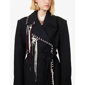 Dries Van Noten Embellished Belted Wool-blend Coat