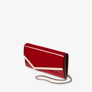 JIMMY CHOO Emmie Patent Leather Clutch - Ruby Red/light Gold