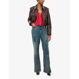 Good American Bustier V-neck Knitted Cardigan - Ruby
