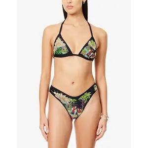 OCEANUS Embellished Tropical Bikini Set