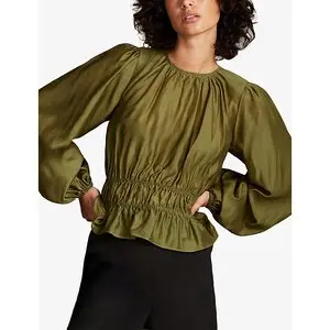RO&ZO Peplum Long-sleeve Woven Blouse