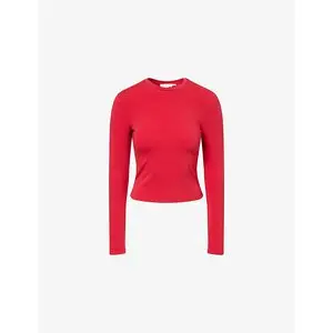 Good American Stretch-cotton Long-sleeve Top - Ruby