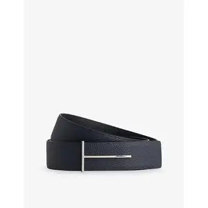 TOM FORD Slim T-buckle Leather Belt - Dark Navy+black
