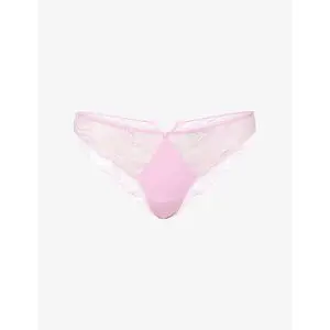 Calvin Klein Scalloped-trim Lace G-string Thong - Pink Essence