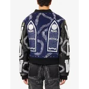 WHO DECIDES WAR Hardware Embellished Woven Varsity Jacket - Indigo