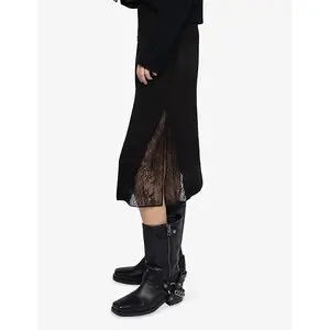 Zadig&Voltaire Jayla Lace-trim Woven Midi Skirt - Black