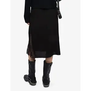 Zadig&Voltaire Jayla Lace-trim Woven Midi Skirt - Black