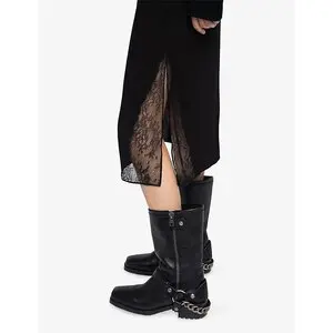 Zadig&Voltaire Jayla Lace-trim Woven Midi Skirt - Black