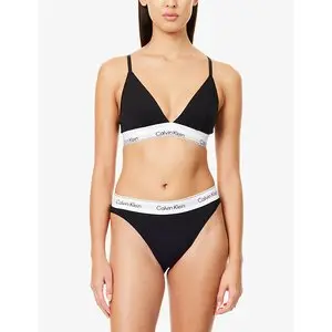 Calvin Klein Icon High-leg Cotton-modal Jersey Tanga - Black