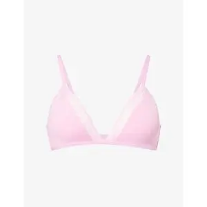 Calvin Klein Lace-trim Woven Plunge Bra - Pink Essence