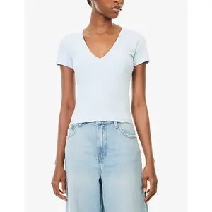 Good American V-neck Stretch-cotton T-shirt