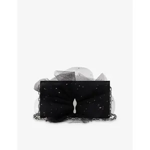 CHRISTIAN LOUBOUTIN Bettina Tulle And Leather Clutch Bag - Black/silver
