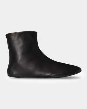 THE ROW Stella Leather Booties - Black