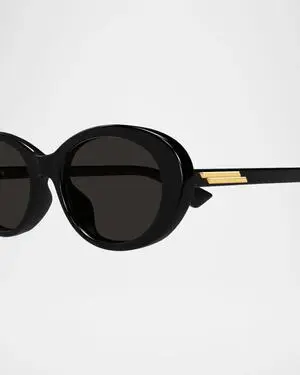 Bottega Veneta Classic 56mm Acetate Oval Sunglasses - Black