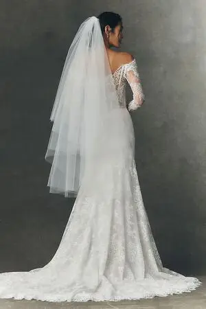 PRONOVIAS Clean Chapel Veil With Blusher