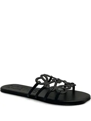 Loewe Petal Anagram Leather Sandals - Black