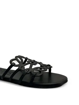Loewe Petal Anagram Leather Sandals - Black