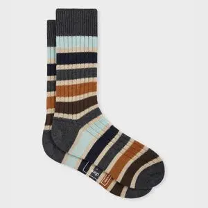 Paul Smith Corgi Stripe Wool-Blend Socks Grey