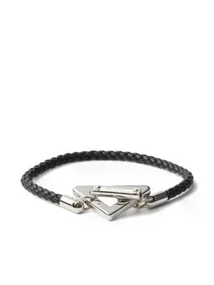 Prada T-Bar Leather Bracelet Silver