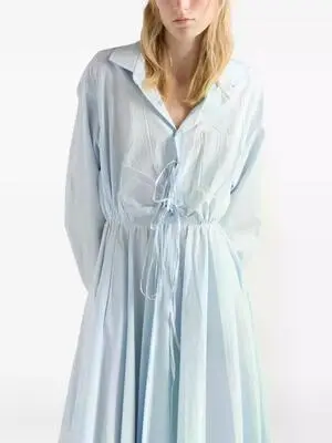 Prada V-neck Long-sleeve Midi Dress